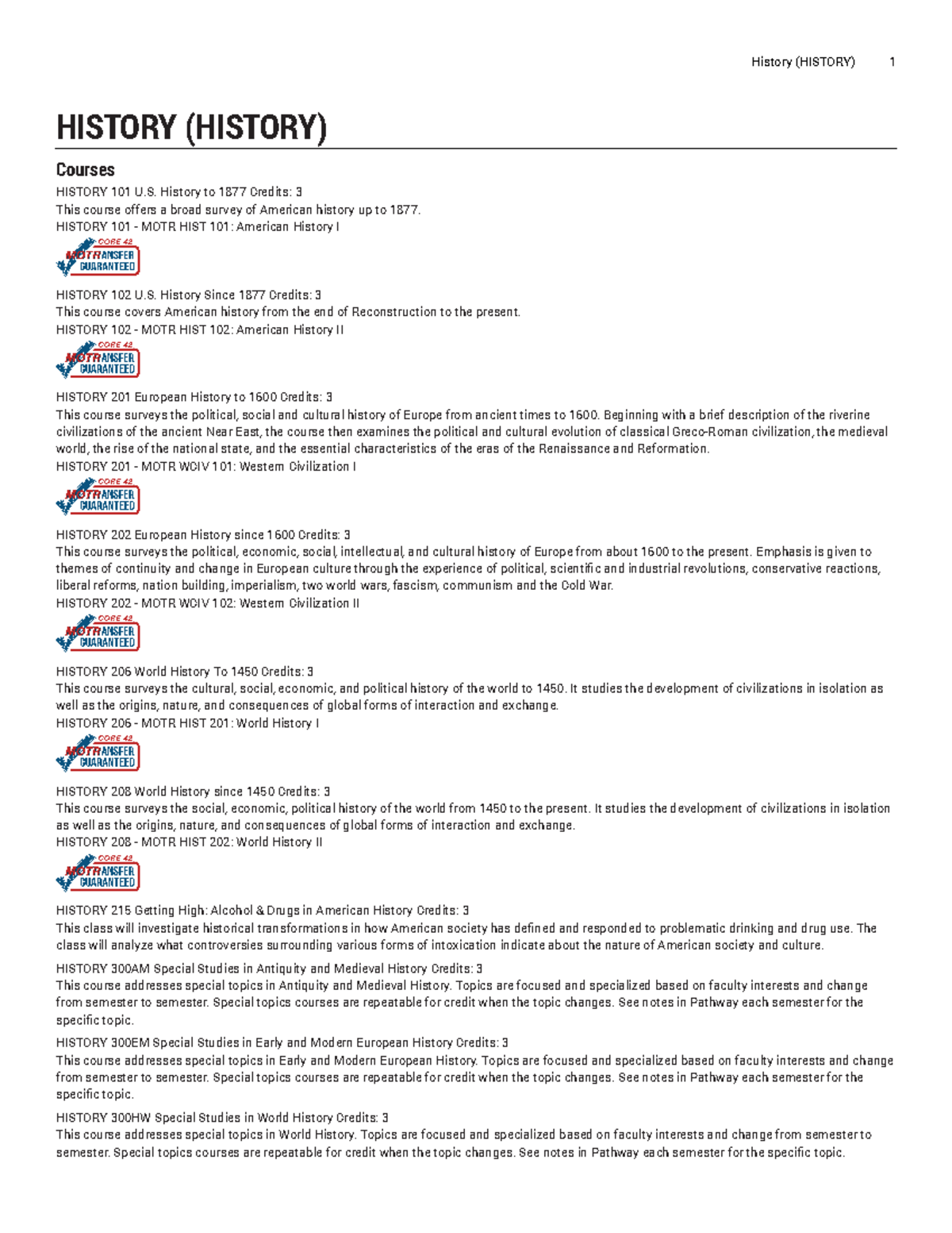 History - HISTORY (HISTORY) Courses HISTORY 101 U. History to 1877 ...