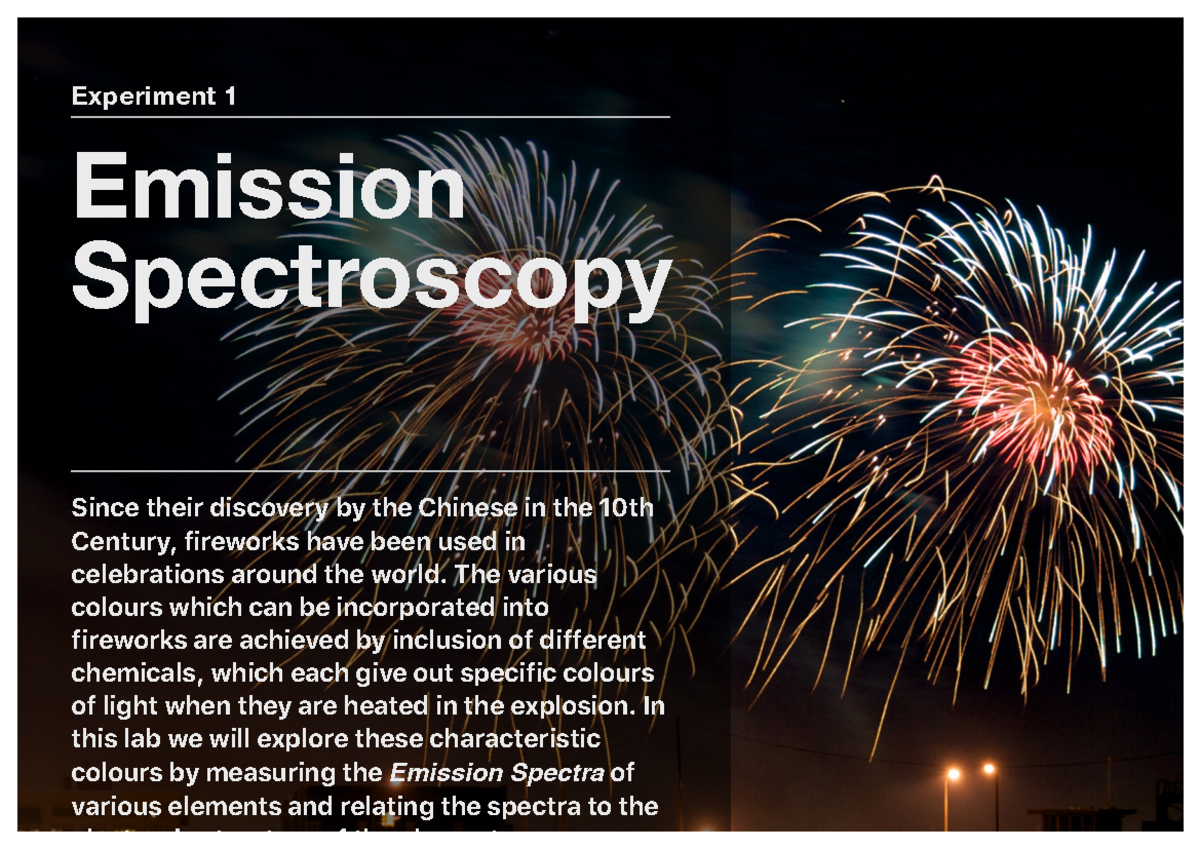 Chem111 Lab Manual 1 - Experiment 1 Emission Spectroscopy Since their ...
