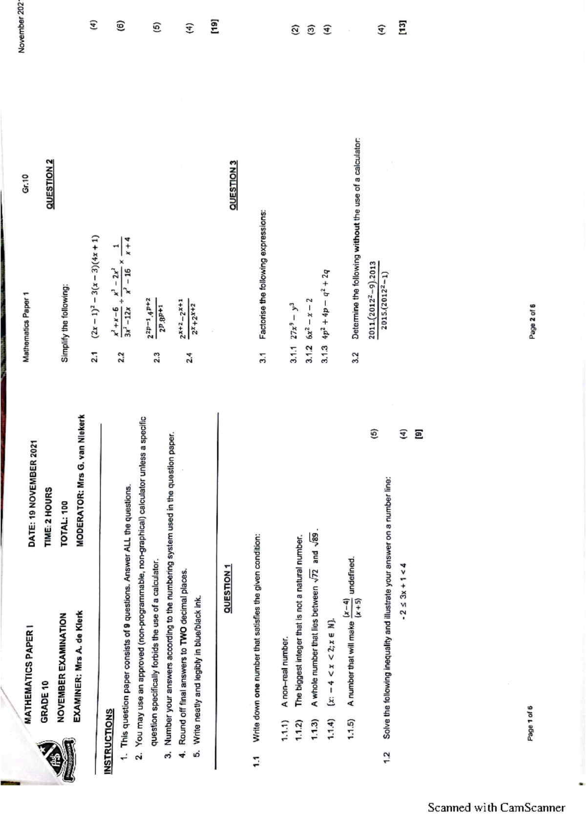 Gr10 Maths P1 Nov 2021 - past paper - Scanned with CamScanner Scanned ...