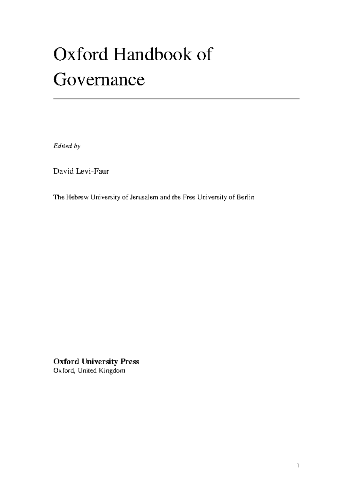 The Oxford Handbook of Governance - Oxford Handbook of Governance ...