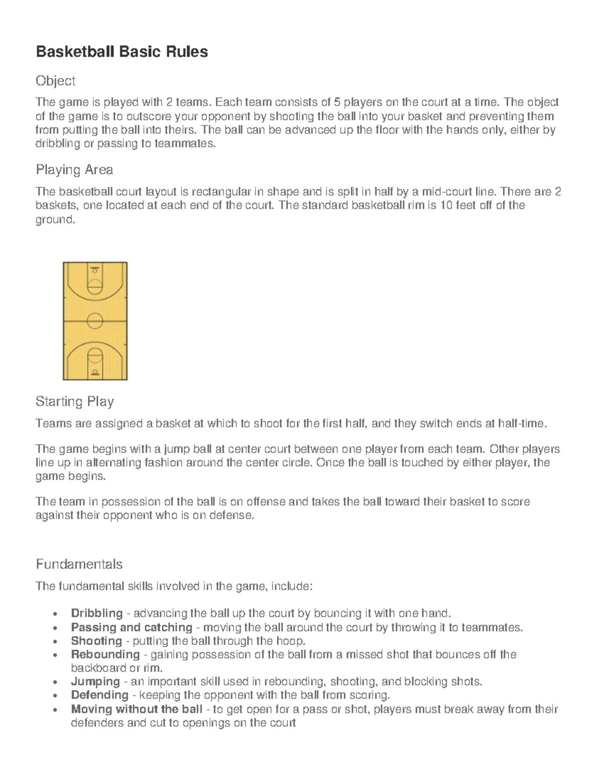 Basketball Basic Rules - Basketball Basic Rules Object The game is ...
