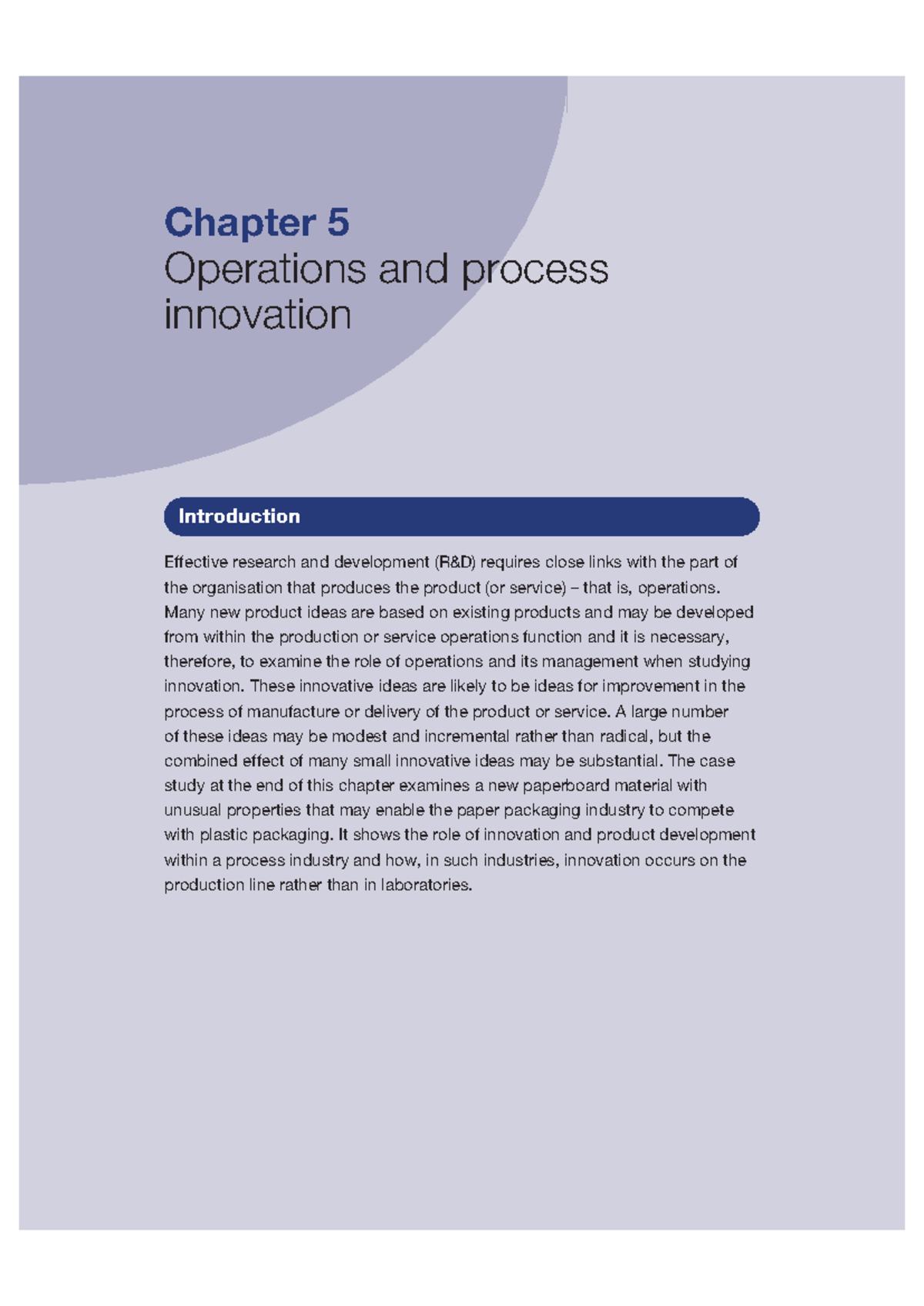 3. Chapter 5 - Operations and process innovation - Chapter 5 Operations ...
