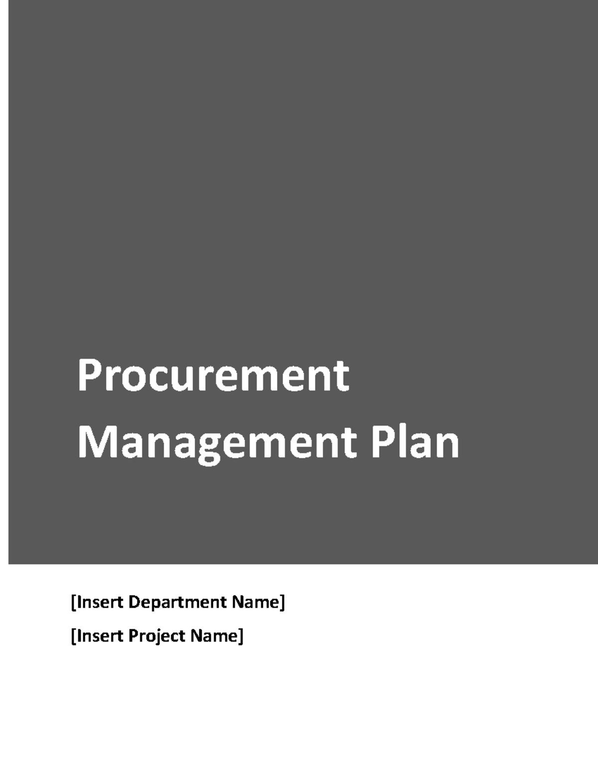 Procurement Management Plan Template with Instructions - [Insert ...