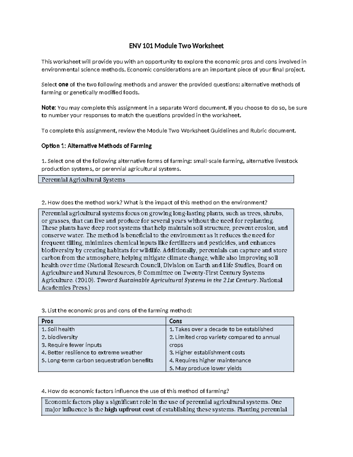 ENV 101 Module Two Worksheet - ENV 101 Module Two Worksheet This ...