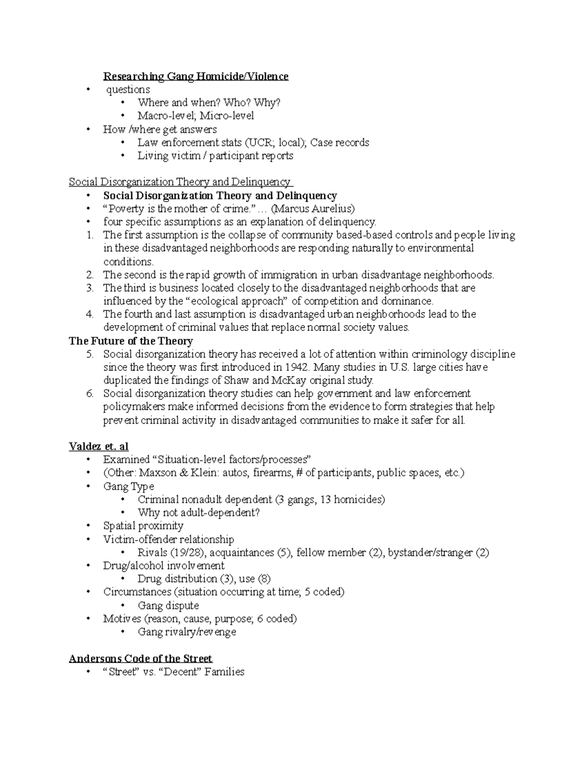 Fall 22 Seminar CRJ notes - Researching Gang Homicide/Violence ...