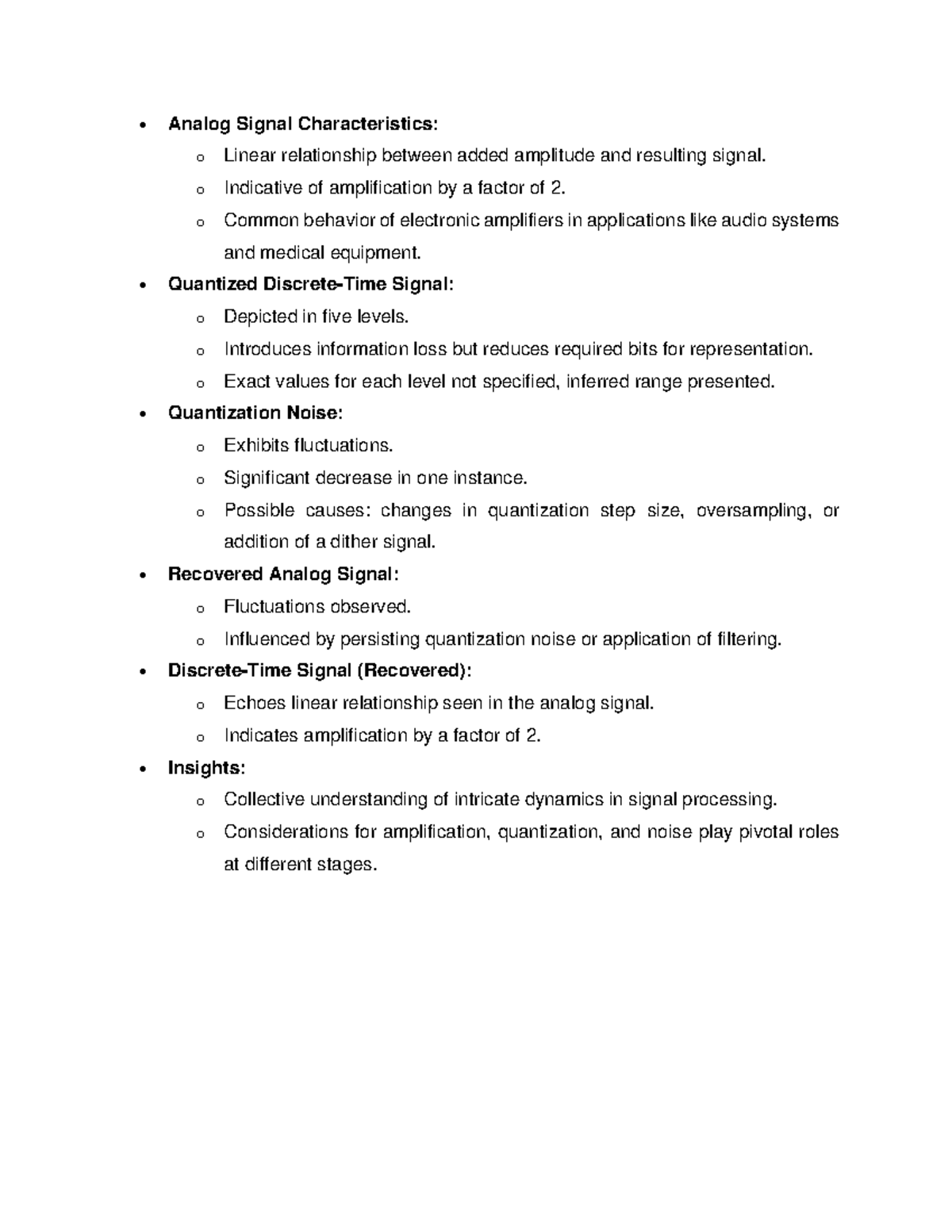 Bullet form - Amplitude Notes - • Analog Signal Characteristics: o ...