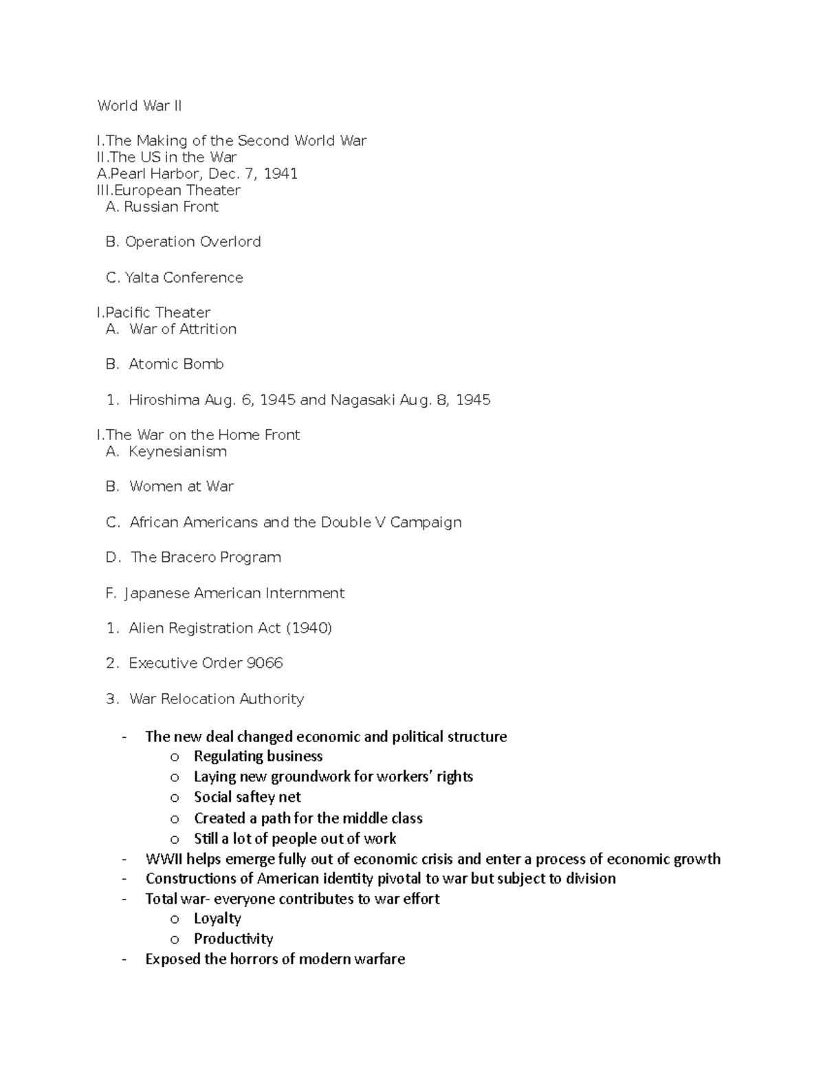 World War II Notes - World War II I Making of the Second World War II ...