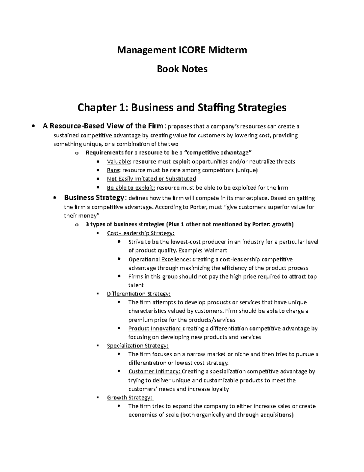 Management Icore Midterm - reading guide - Management ICORE Midterm ...
