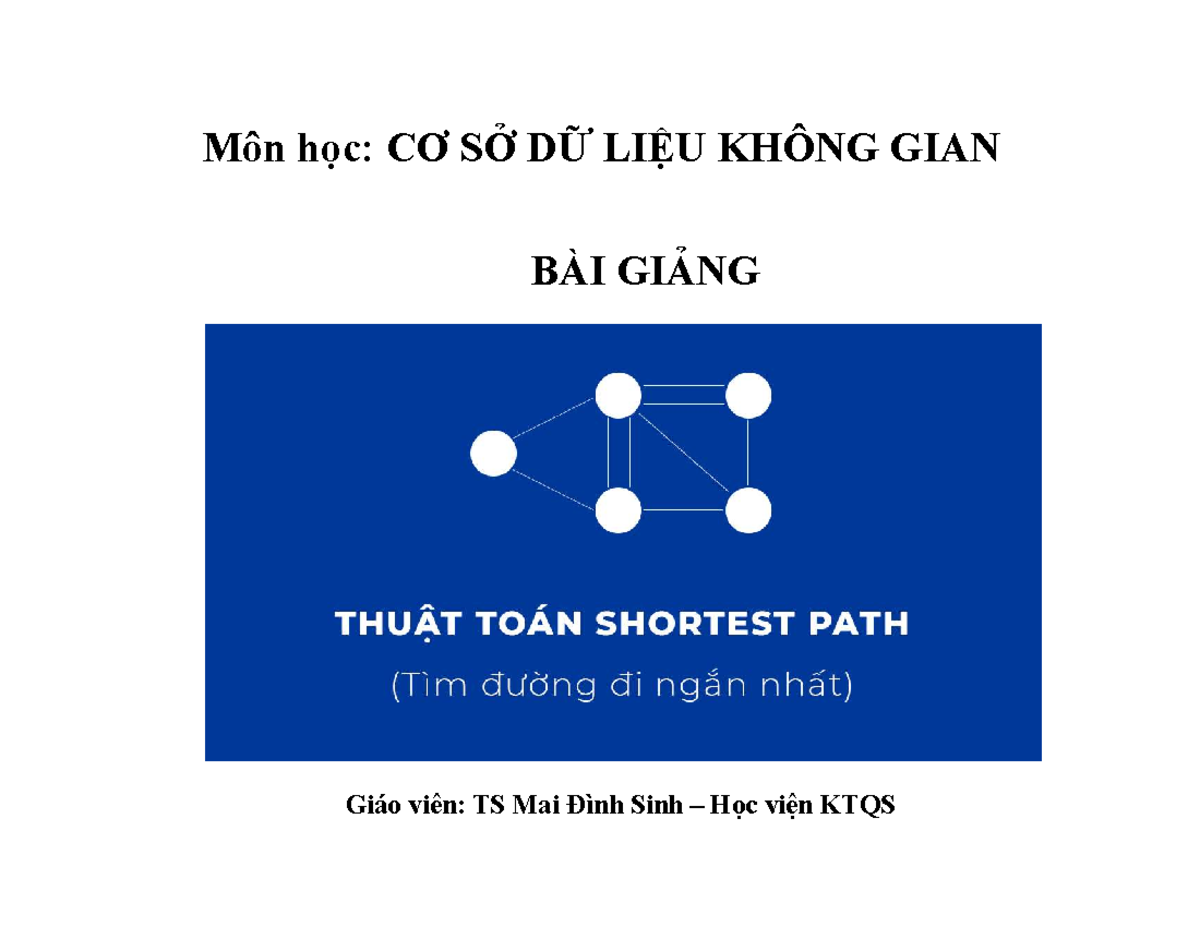 Bai giang.Tim duong di toi uu - 21-11-2023 - Môn học: CƠ SỞ DỮ LIỆU ...