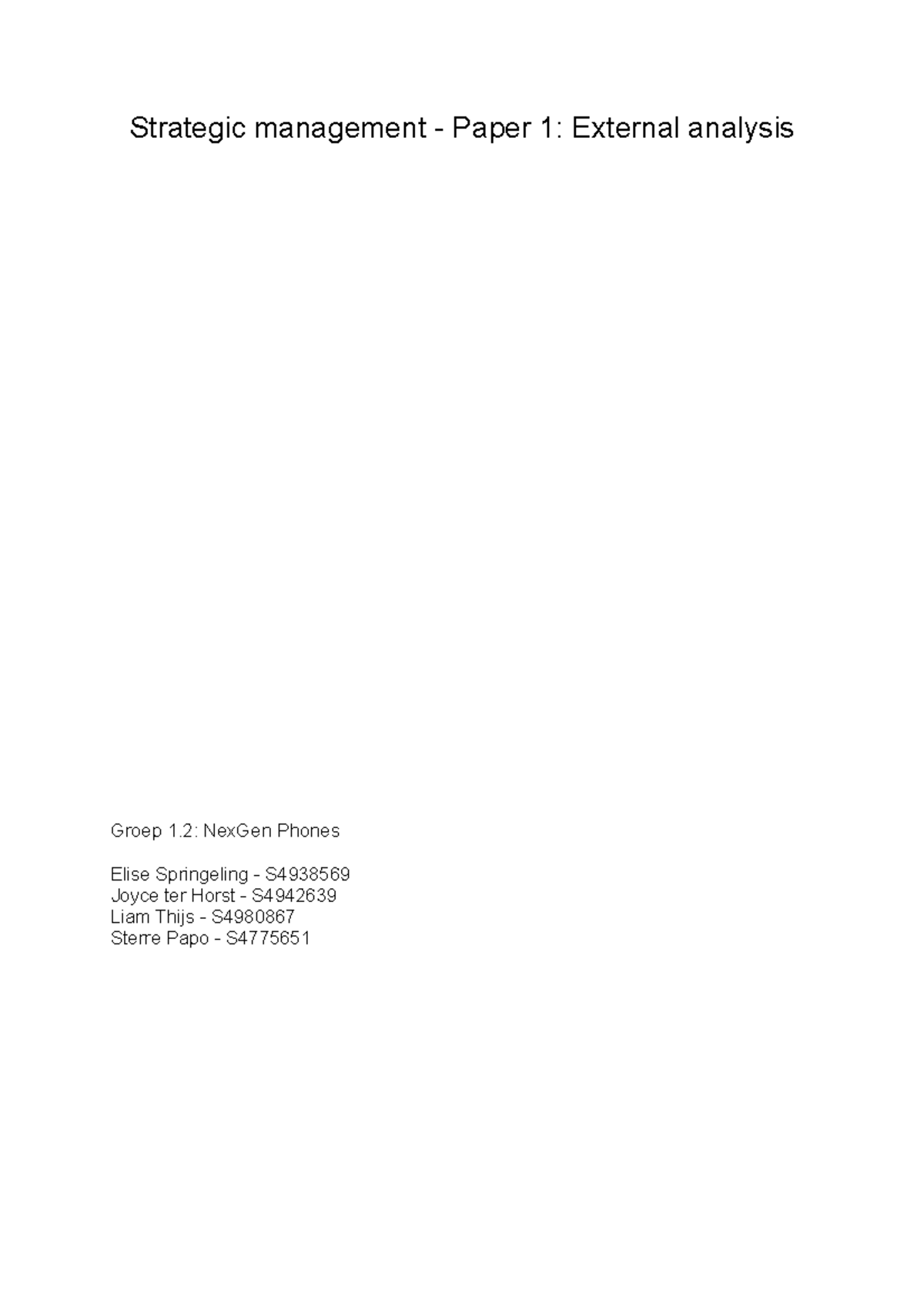 Strategic management paper 1 - Strategic management - Paper 1: External ...