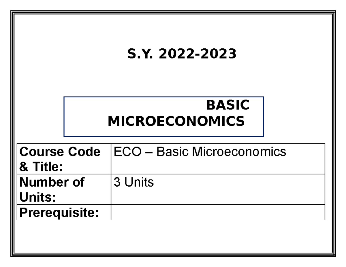 Economics Lesson 9 - Module 9 - S. 2022- BASIC MICROECONOMICS Course ...