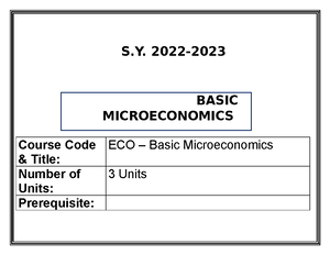 Economics-Lesson 4 - Module 4 - BASIC MICROECONOMICS LESSON 4 Consumer ...