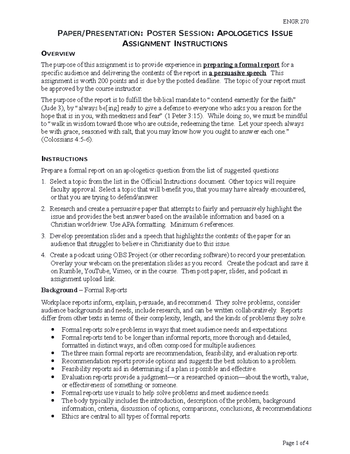 Paper Presentation Poster Session apologetics assignment instructions ...