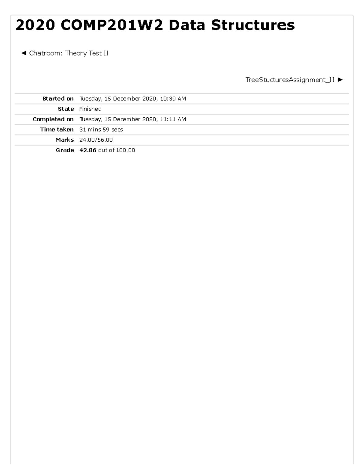 Assignment II 2020 - Chatroom: Theory Test II TreeStucturesAssignment ...