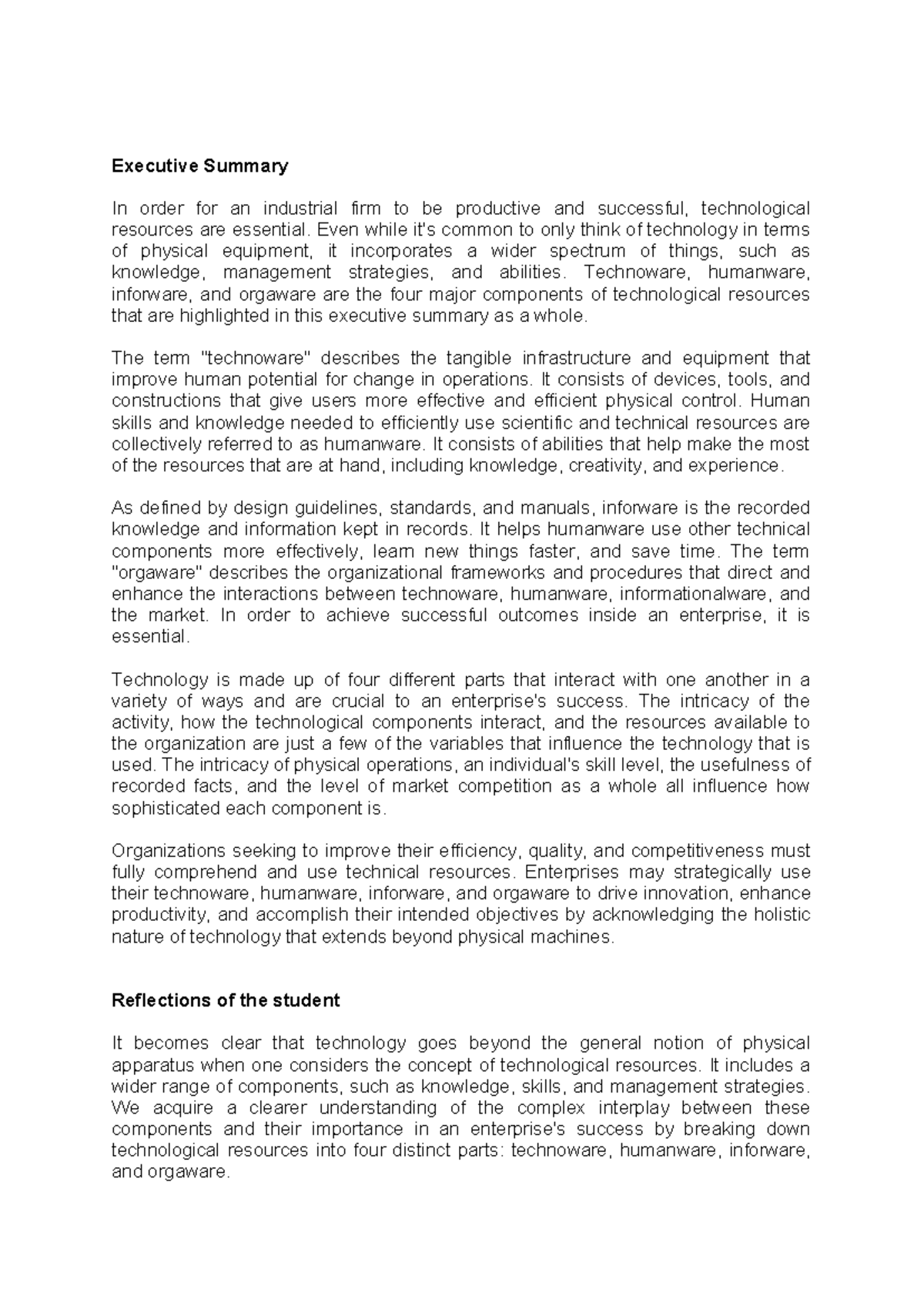 MENG-204-Requirement-2.3 Reaction-Paper - Copy - Executive Summary In ...