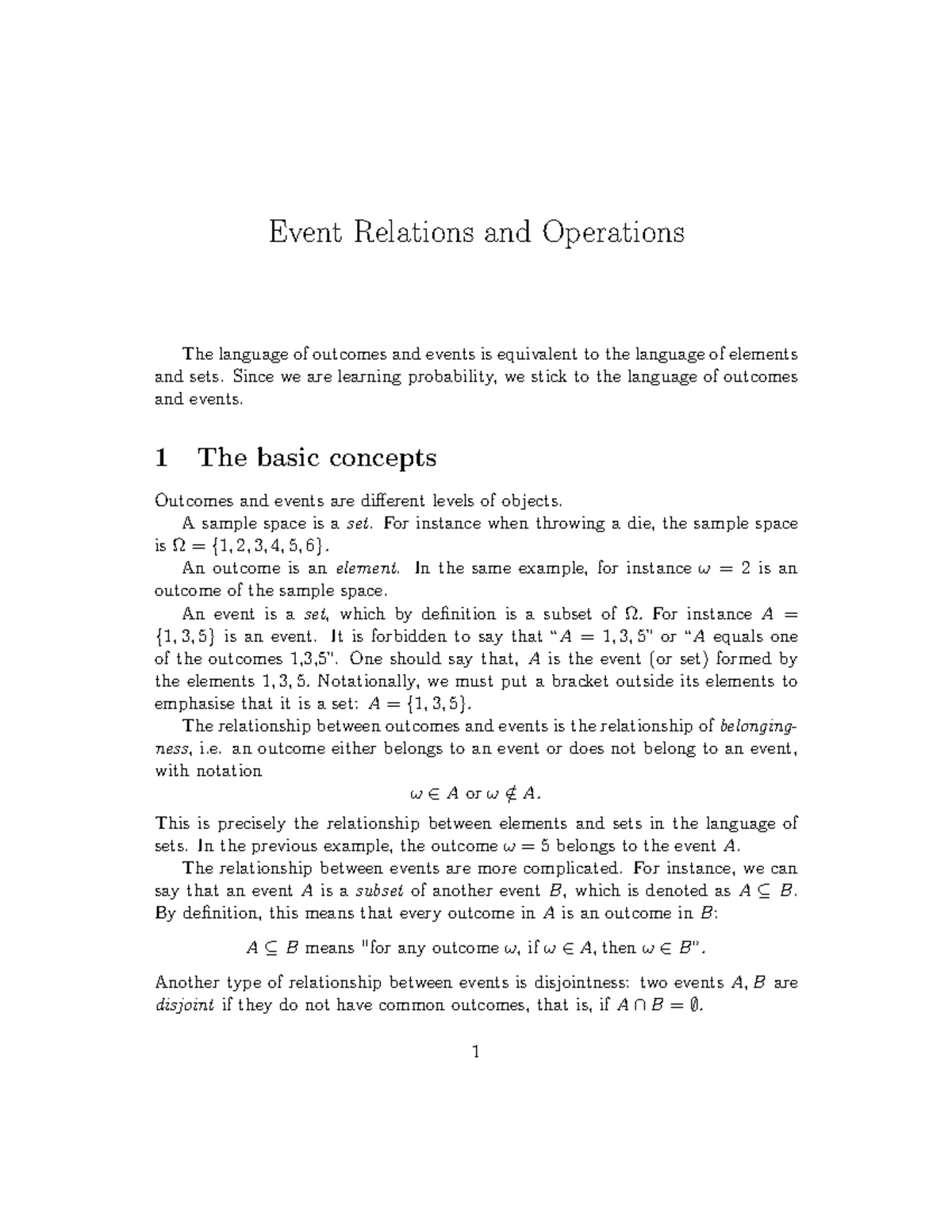 Event Relationships and Operations - Event Relations and Operations The ...