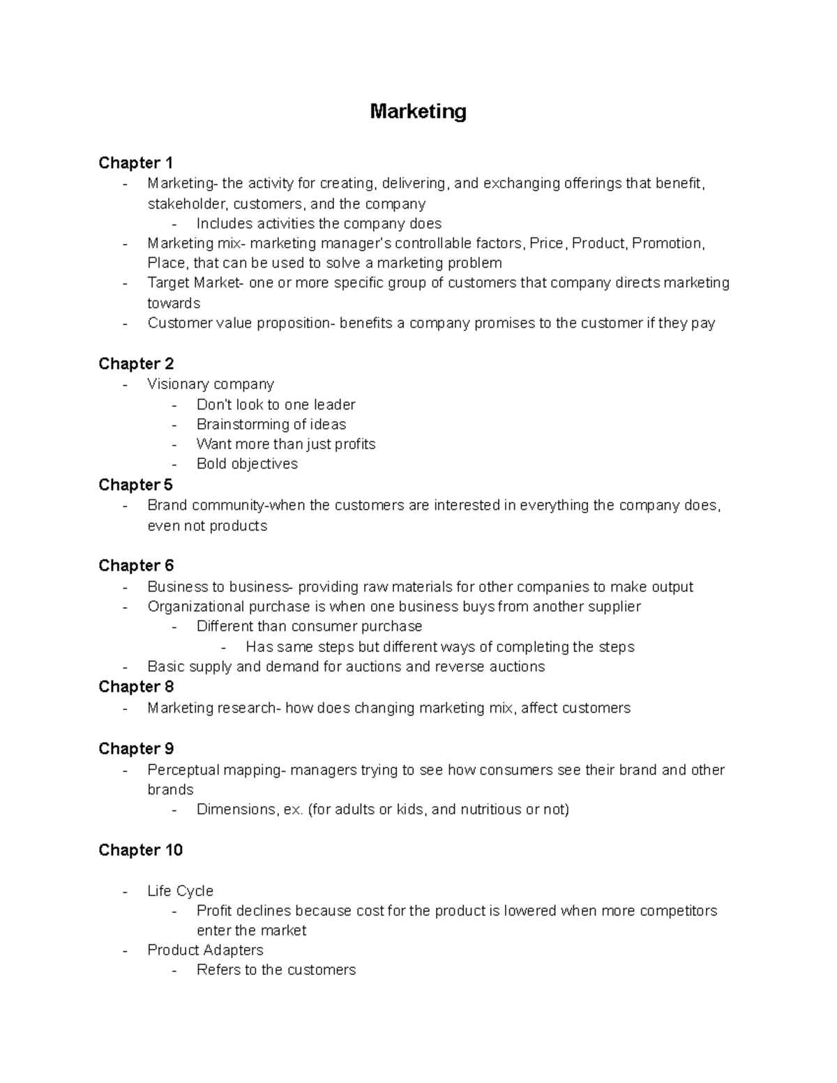 Marketing Mideterm 1 Study Guide - Marketing Chapter 1 Marketing- the ...
