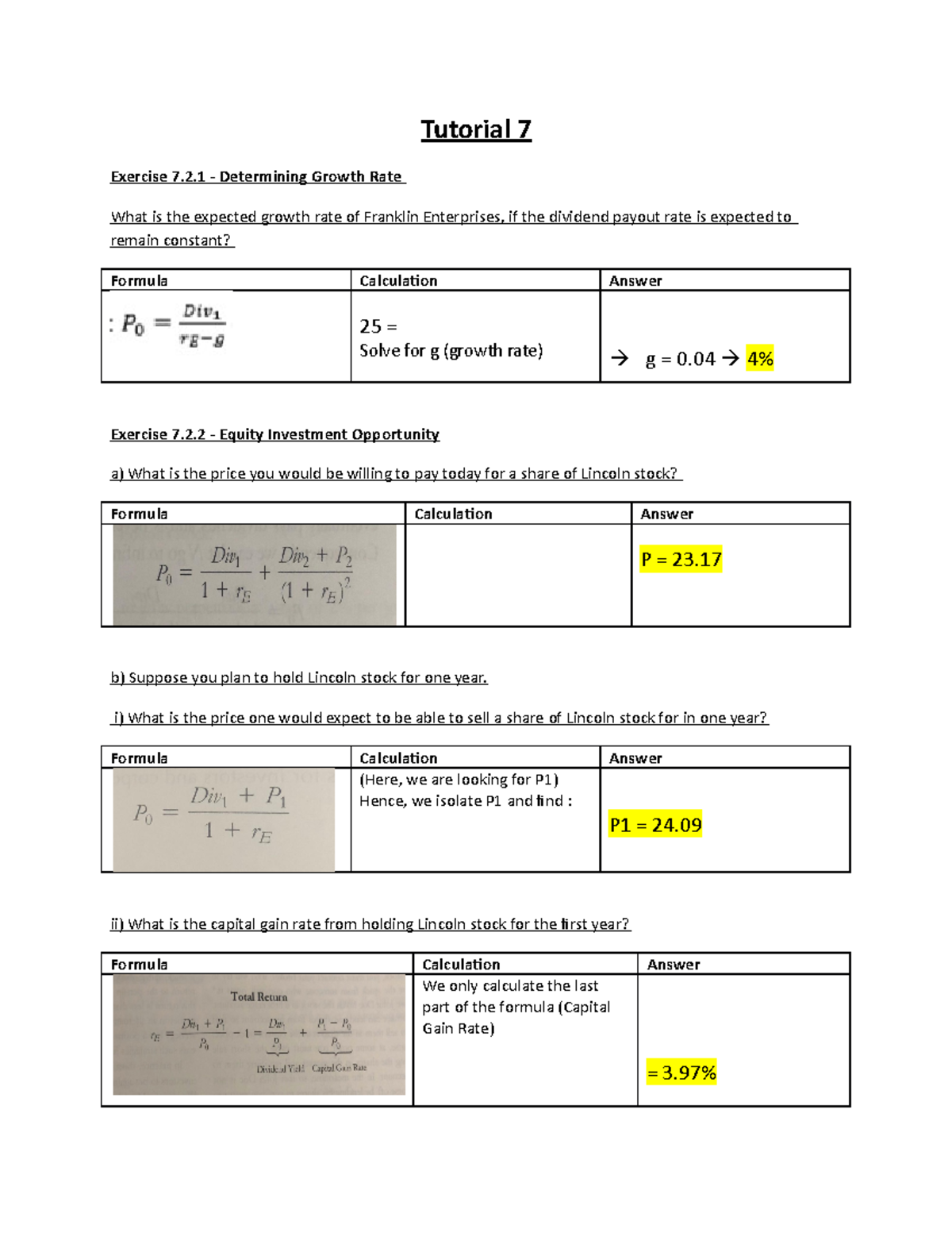 Tutorial 7 7.2.1 - 7.2.2 - 7 - Tutorial 7 Exercise 7.2 - Determining ...