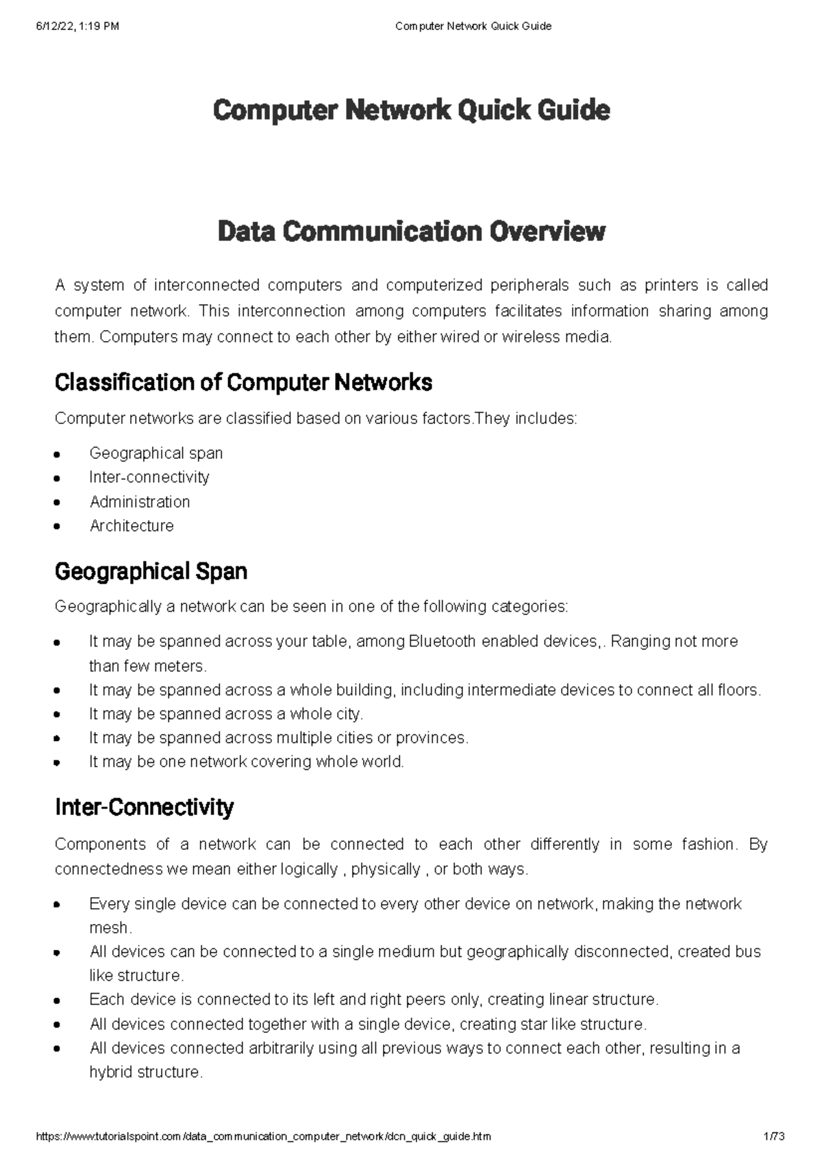 Computer Network Quick Guide - This interconnection among computers ...