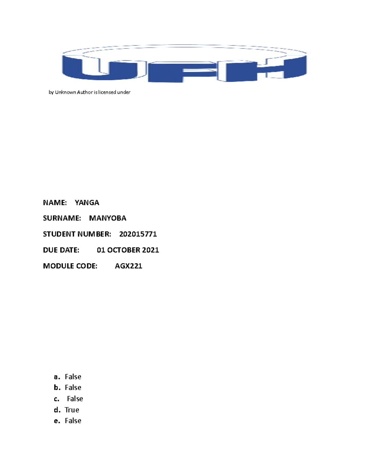 Yanga Manyoba - eds assignment - NAME: YANGA SURNAME: MANYOBA STUDENT ...