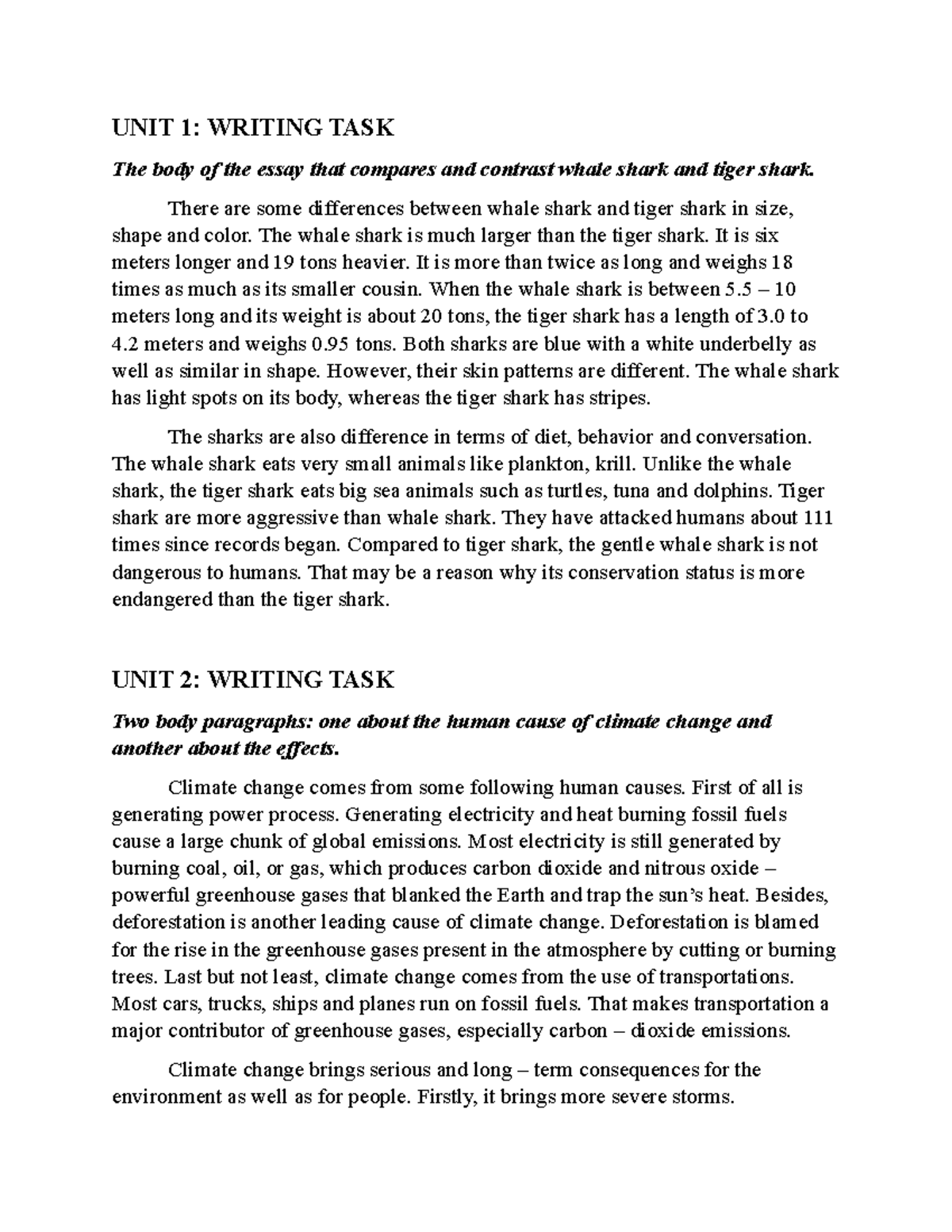 Writing-task-prism - Writing-task-prism - UNIT 1: WRITING TASK The body ...