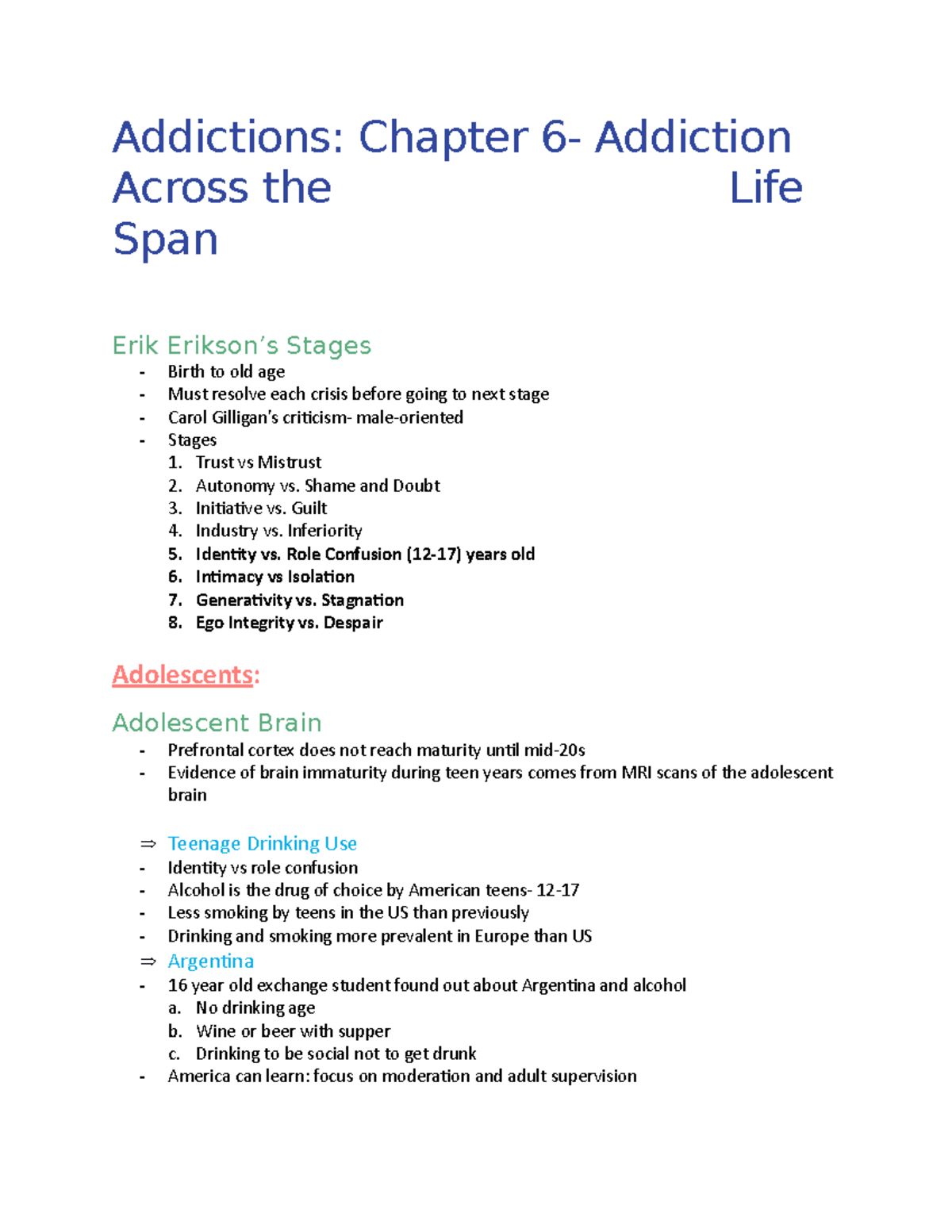 Addictions- chapter 6 - Addictions: Chapter 6- Addiction Across the ...