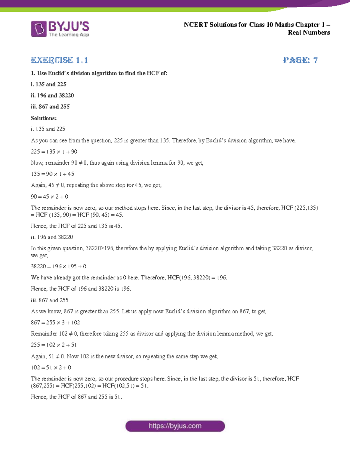 Ncert Solutions for Class 10 Maths Chapter 1 Real Numbers - Real ...