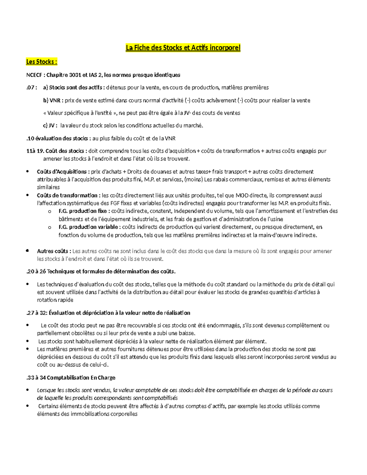 Fiche Stocks - La Fiche des Stocks et Actifs incorporel Les Stocks ...