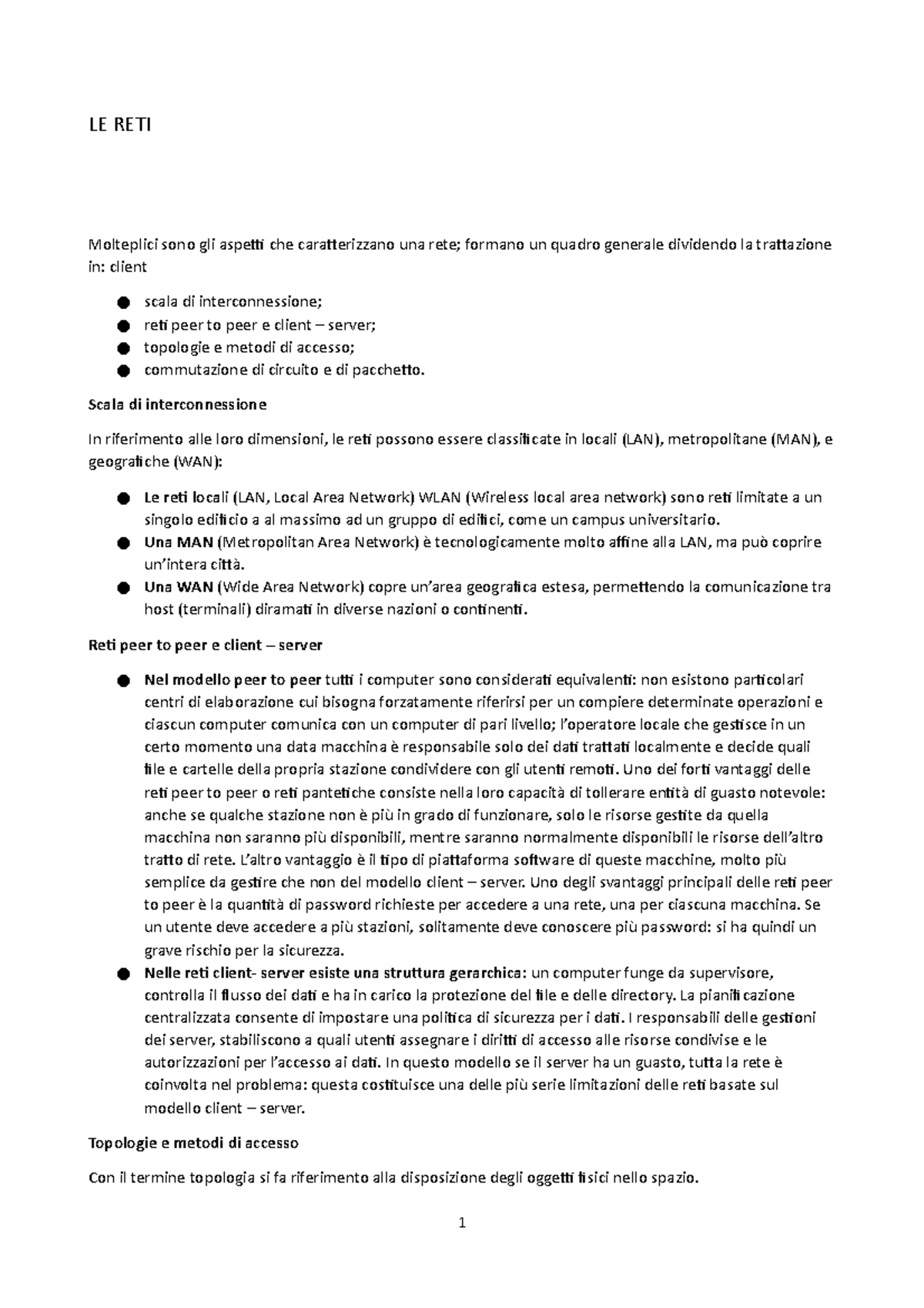 Le Reti, File Completo ok - LE RETI Molteplici sono gli aspetti che ...
