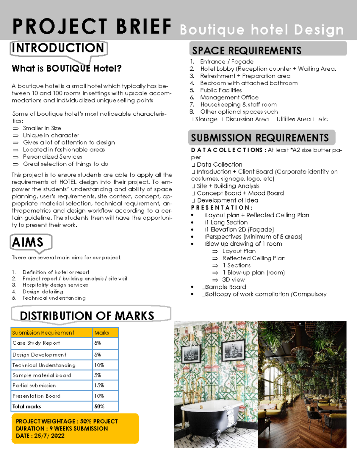 Boutique Hotel Briefing - PROJECT BRIEF INTRODUCTION This project is to ...