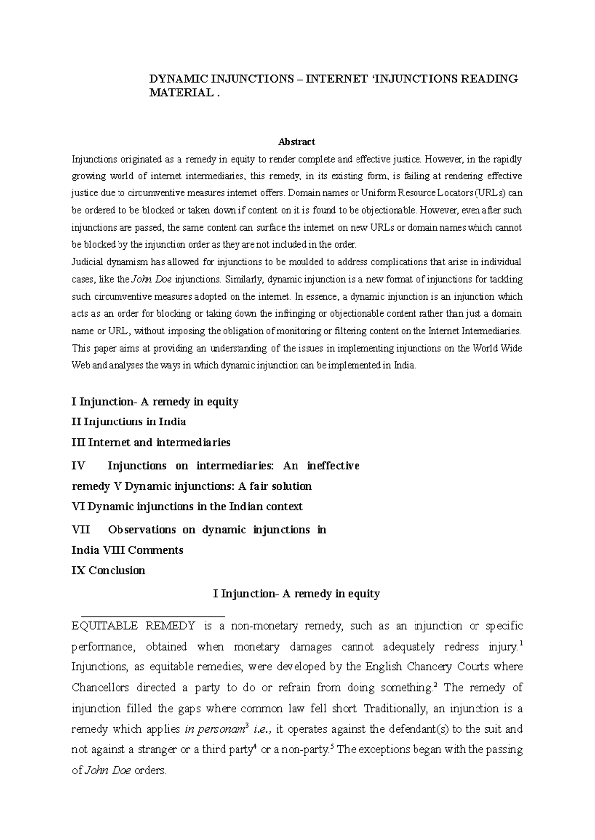 Dynamic Injunction Study material - DYNAMIC INJUNCTIONS – INTERNET ...
