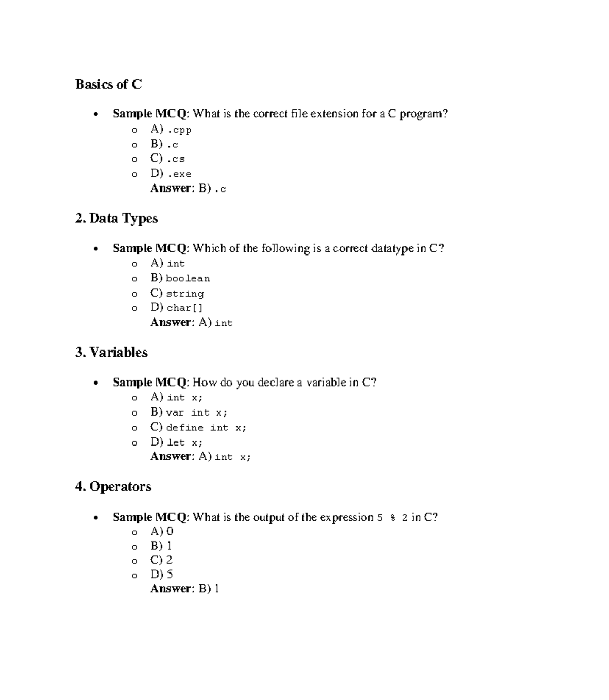 779079221-C-mcq - document - Basics of C Sample MCQ: What is the ...