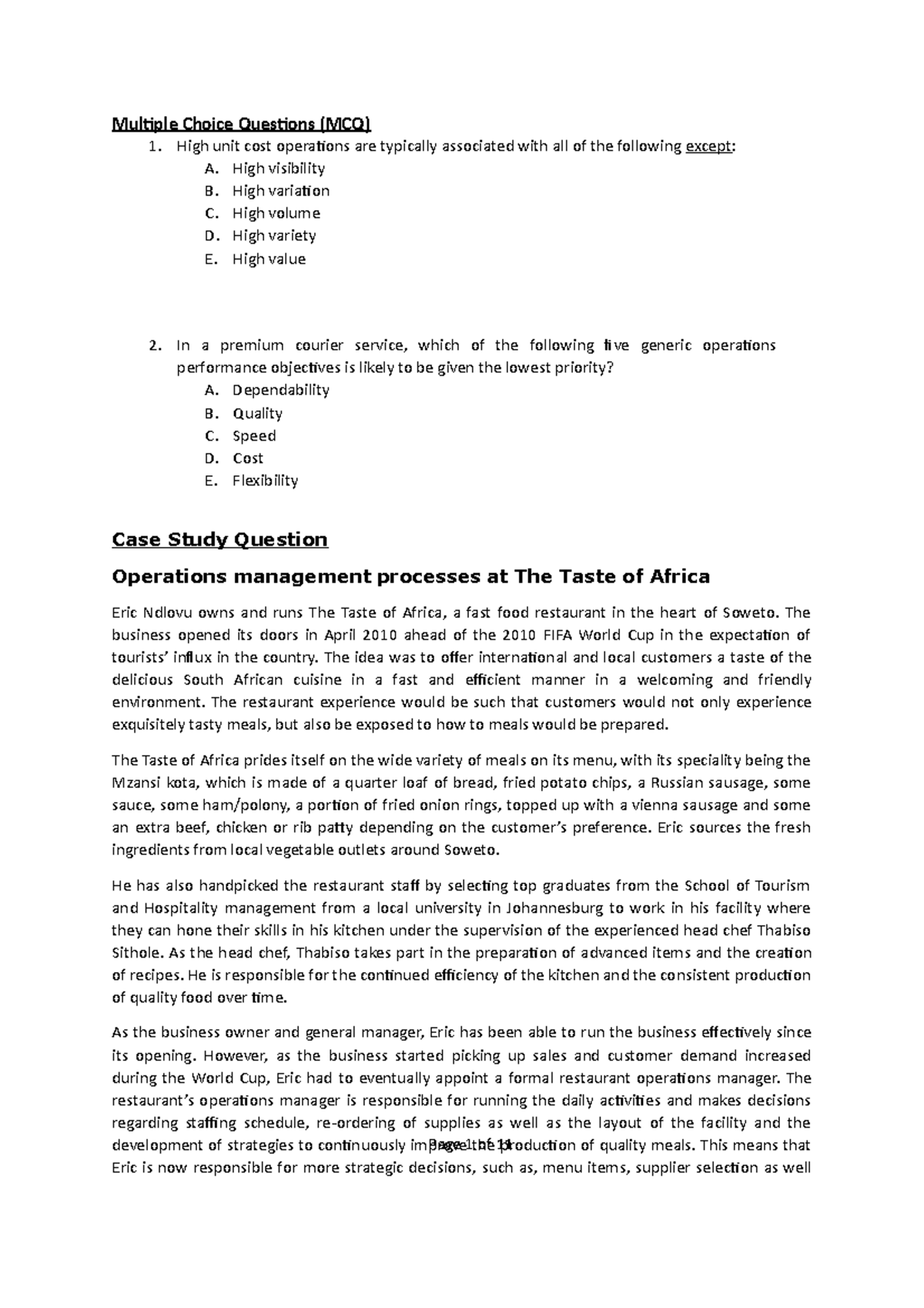 Practice for Exam Study Model Question - Multiple Choice Questions (MCQ ...