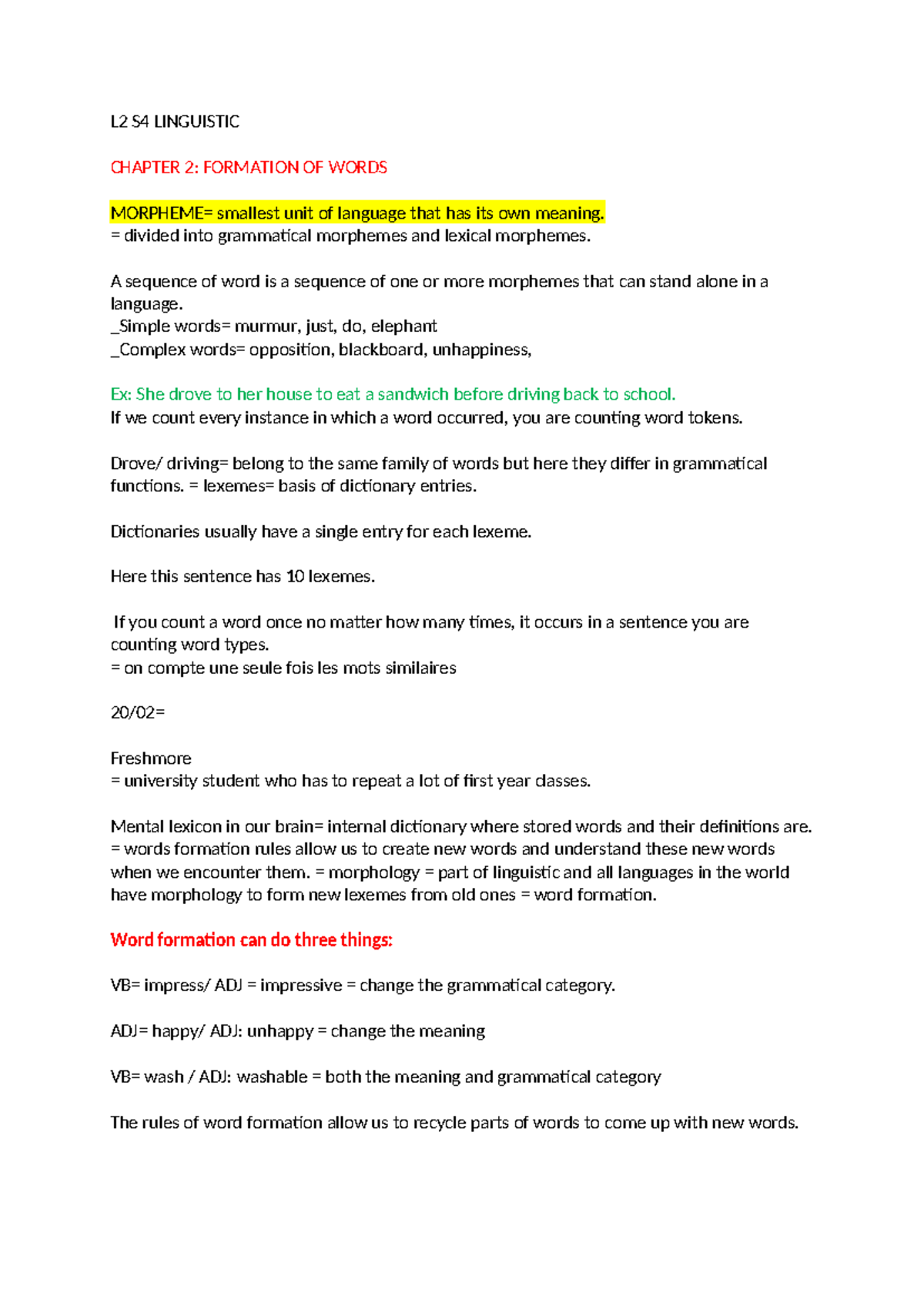 Chapter 2 L2 S4 Linguistic - L2 S4 LINGUISTIC CHAPTER 2: FORMATION OF ...