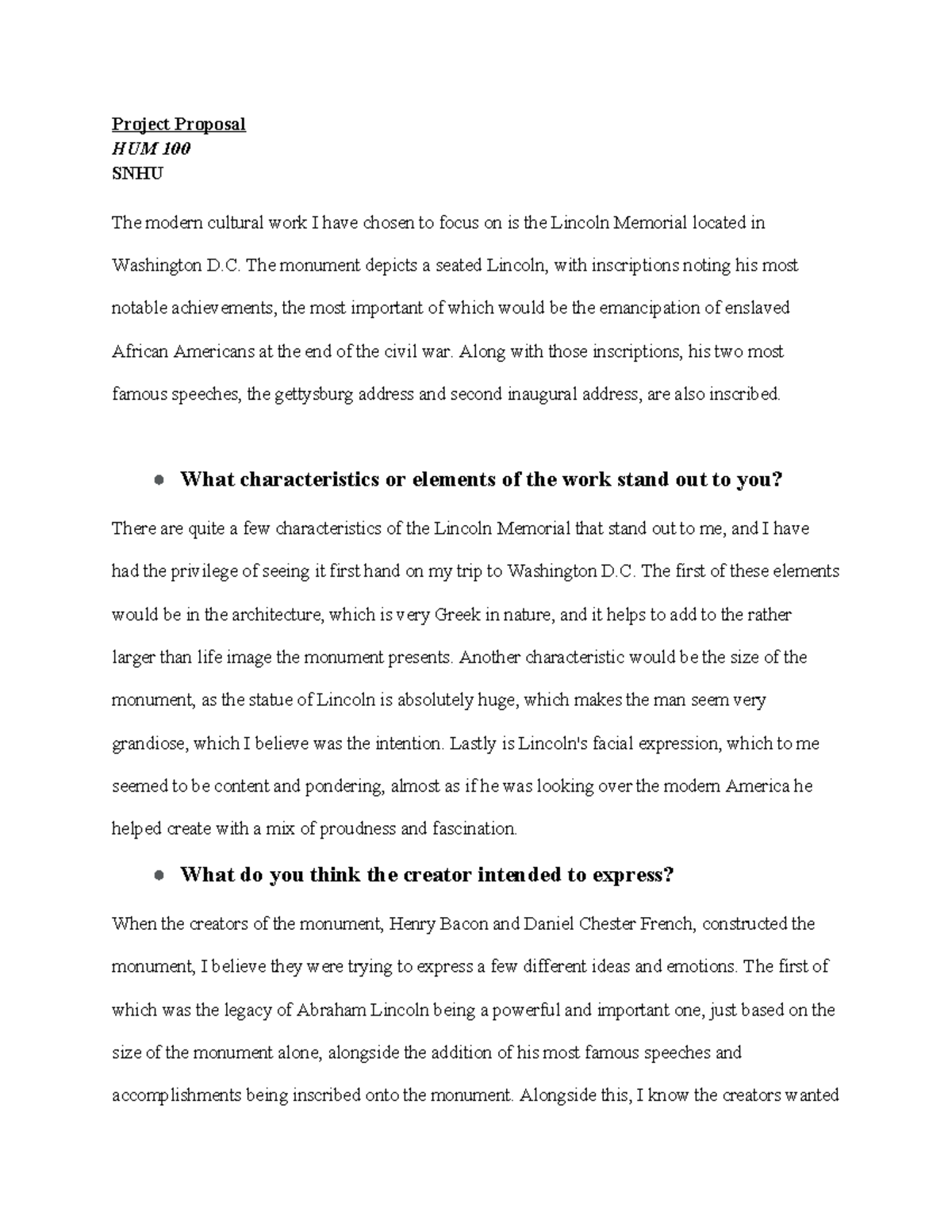 Humanities Project Proposal - Project Proposal HUM 100 SNHU The modern ...