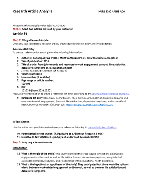 Article Analysis Template copy - This assignment will help students ...