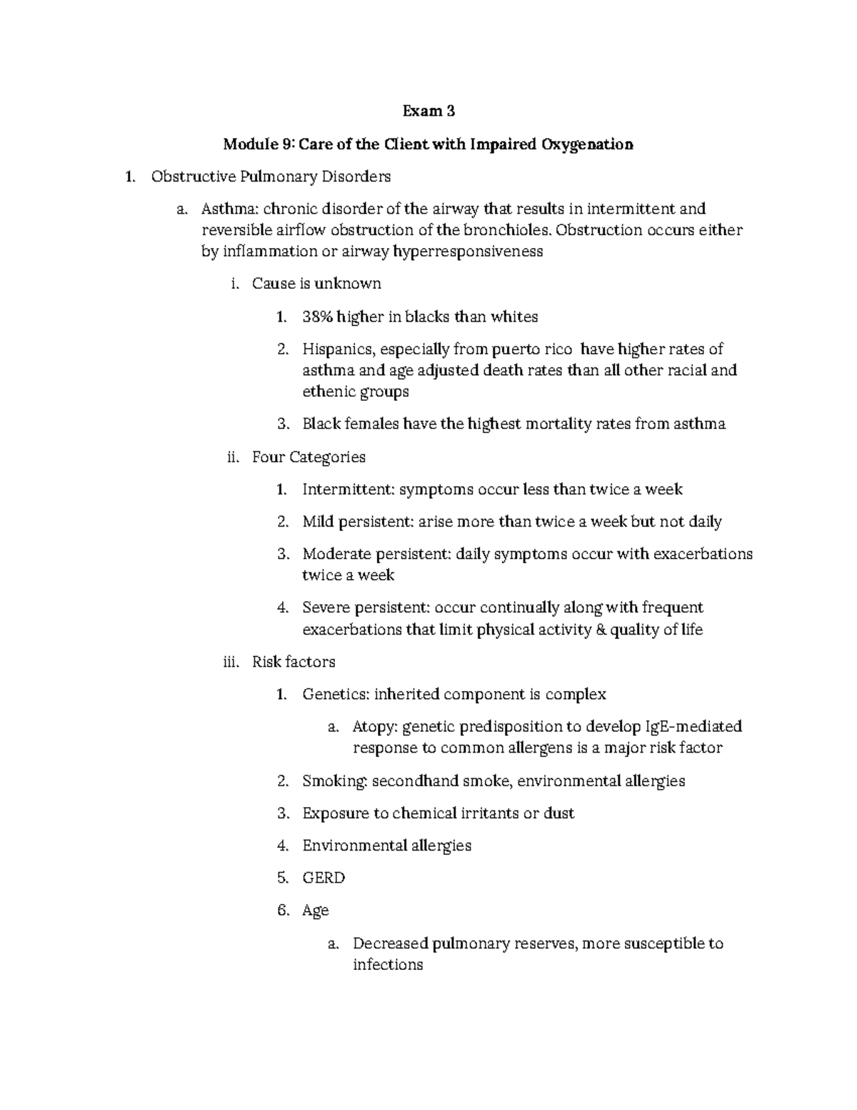 Exam 3 Module 9 - Exam 3 Module 9 Care of the Client with Impaired ...