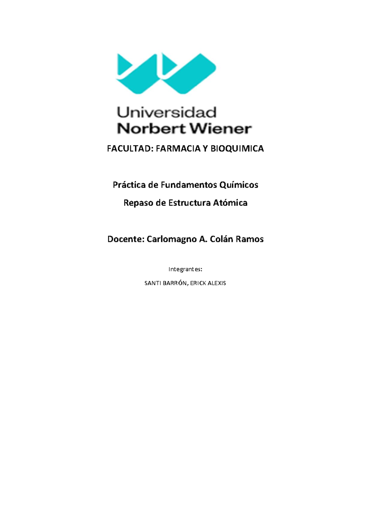 Estructura de lewis - asd - Fundamentos quimicos 1 - FACULTAD: FARMACIA ...