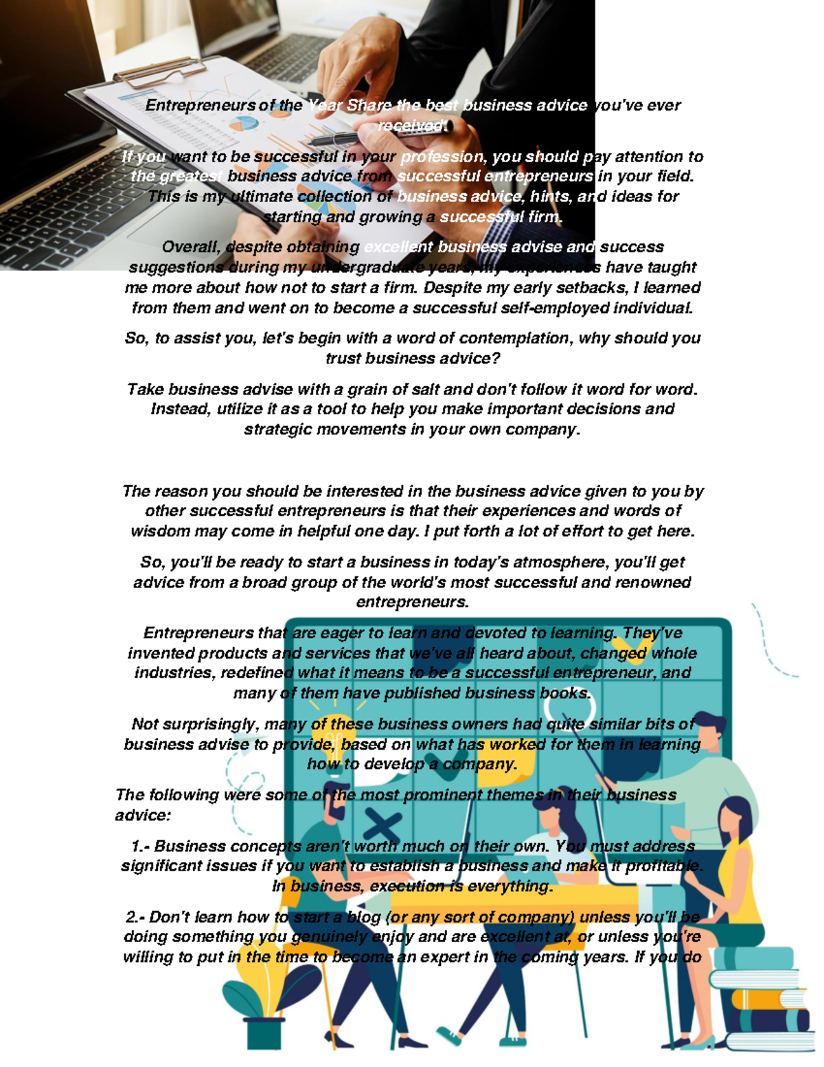 Entrepreneurs of the year Share the best business advice, for you and ...