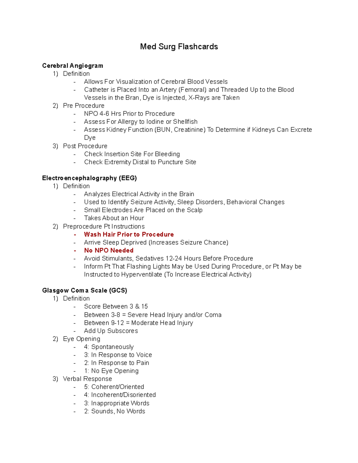 Medsurge study guide - Lecture notes - Med Surg Flashcards Cerebral ...