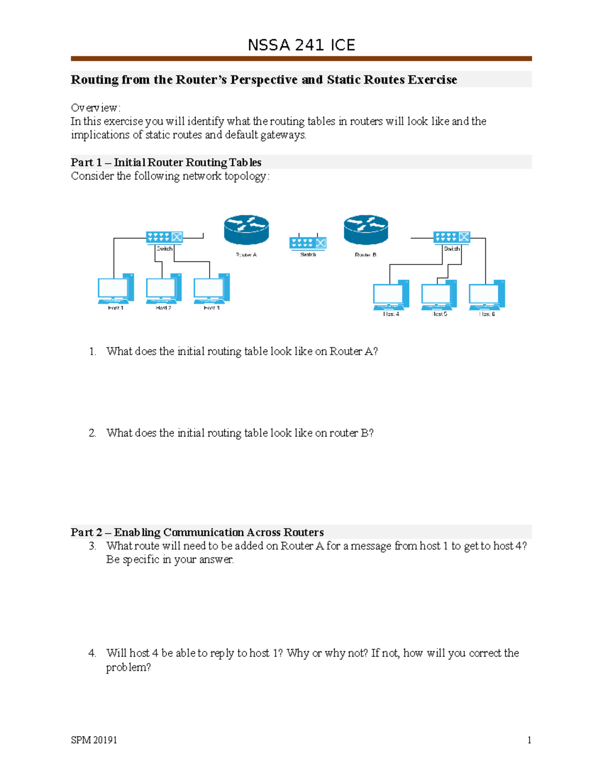 Routing Router Static Routes ICE - NSSA 241 ICE Routing from the Router ...