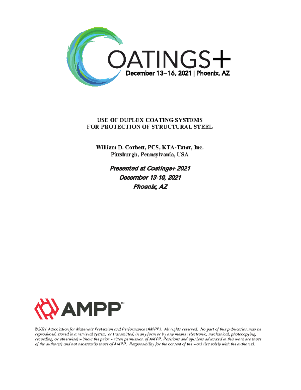 Articulo ampp recubrimiento duplex corrosion - USE OF DUPLEX COATING ...