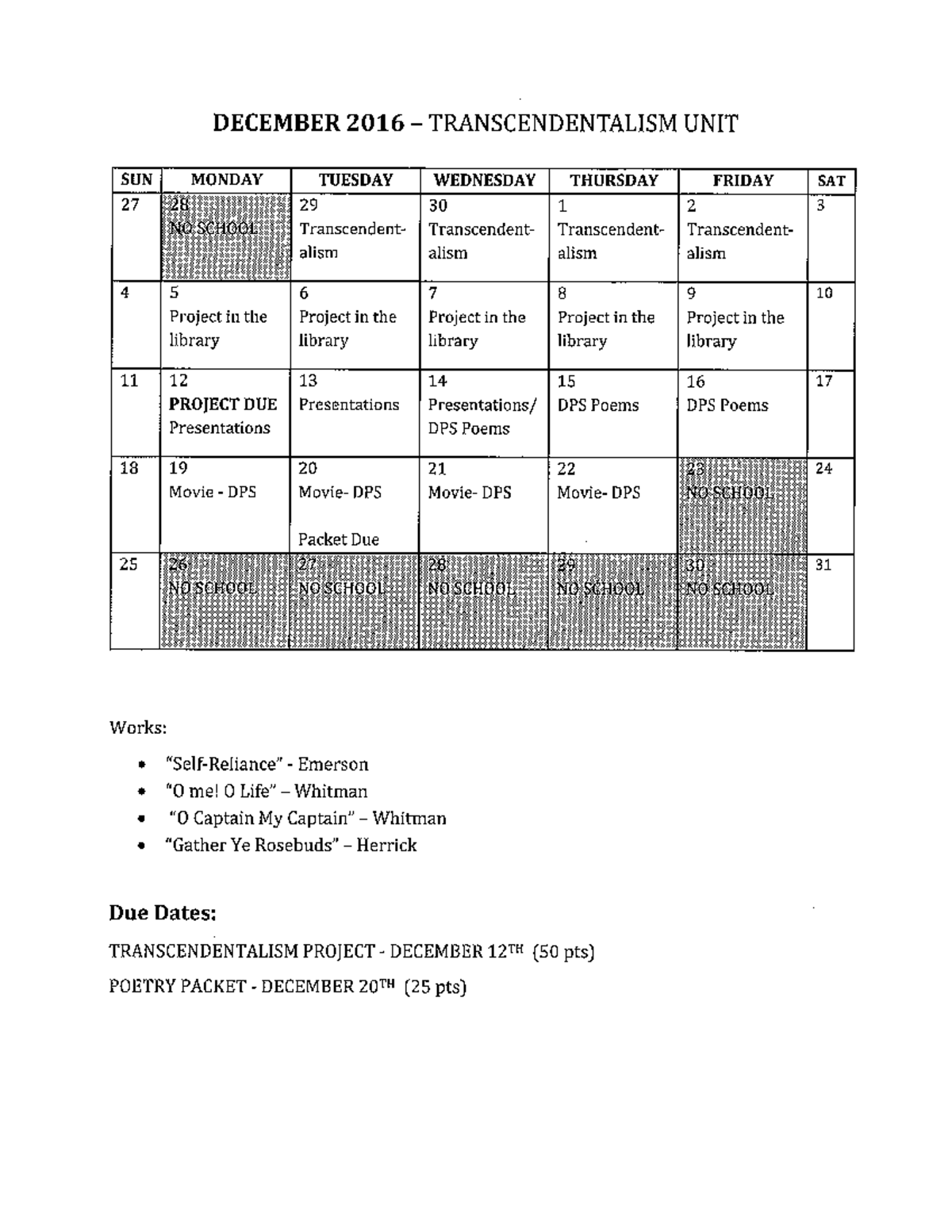 Transcendentalism Packet - Studocu