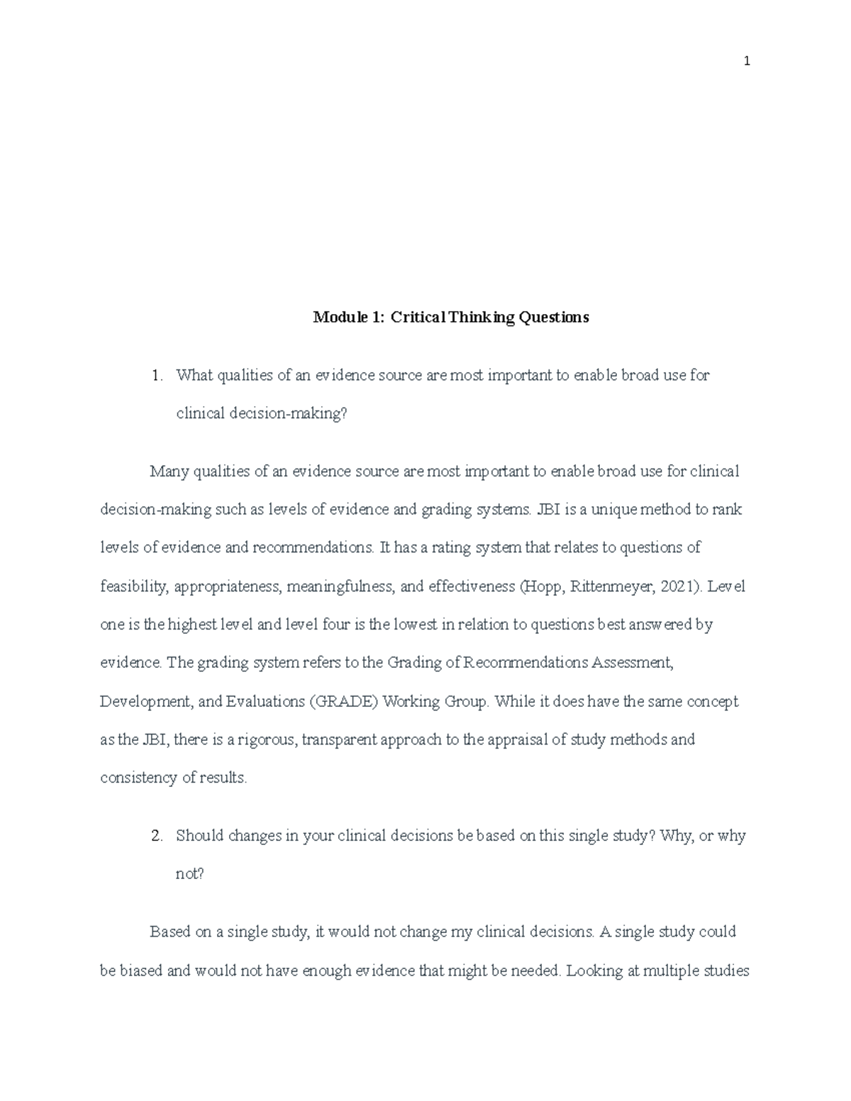Module 1 CT Questions - 1 Module 1: Critical Thinking Questions What ...