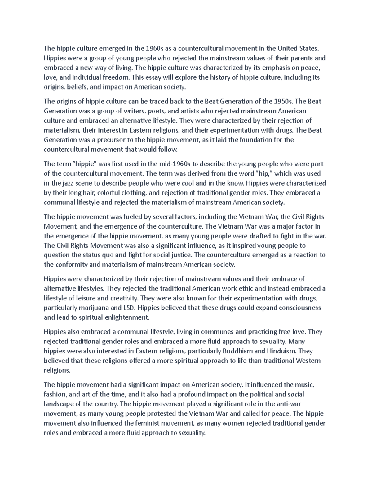 History of Hippie’s Culture - The hippie culture emerged in the 1960s ...