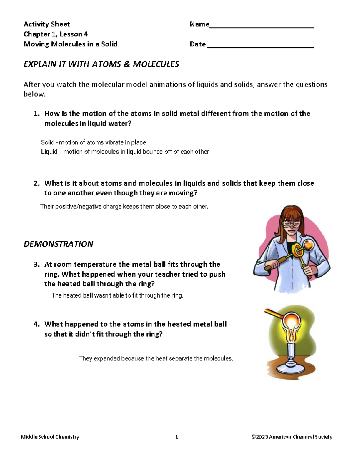 Moving molecules in a Solid - 1. How is the motion of the atoms in ...