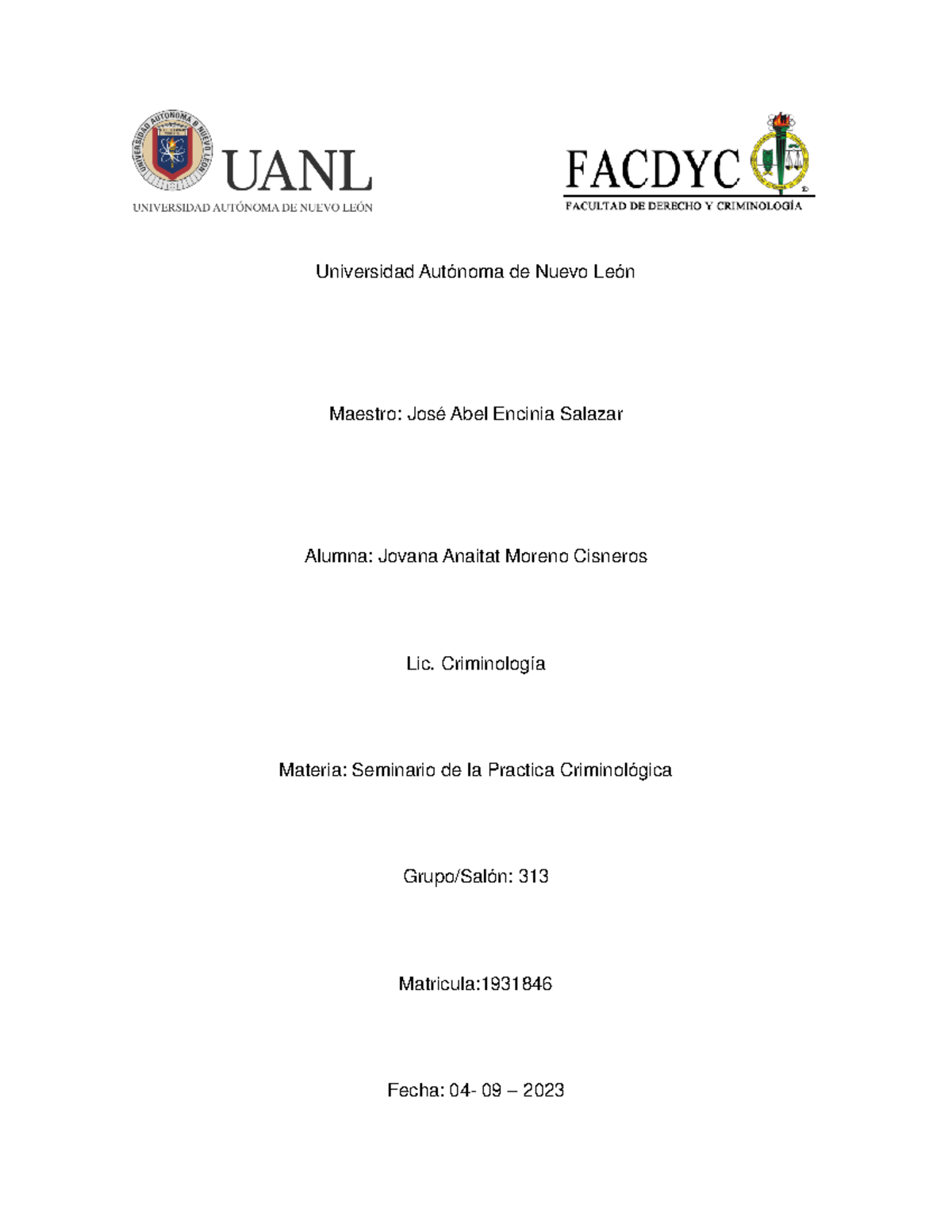Procedimiento Pericial - Universidad Autónoma de Nuevo León Maestro ...