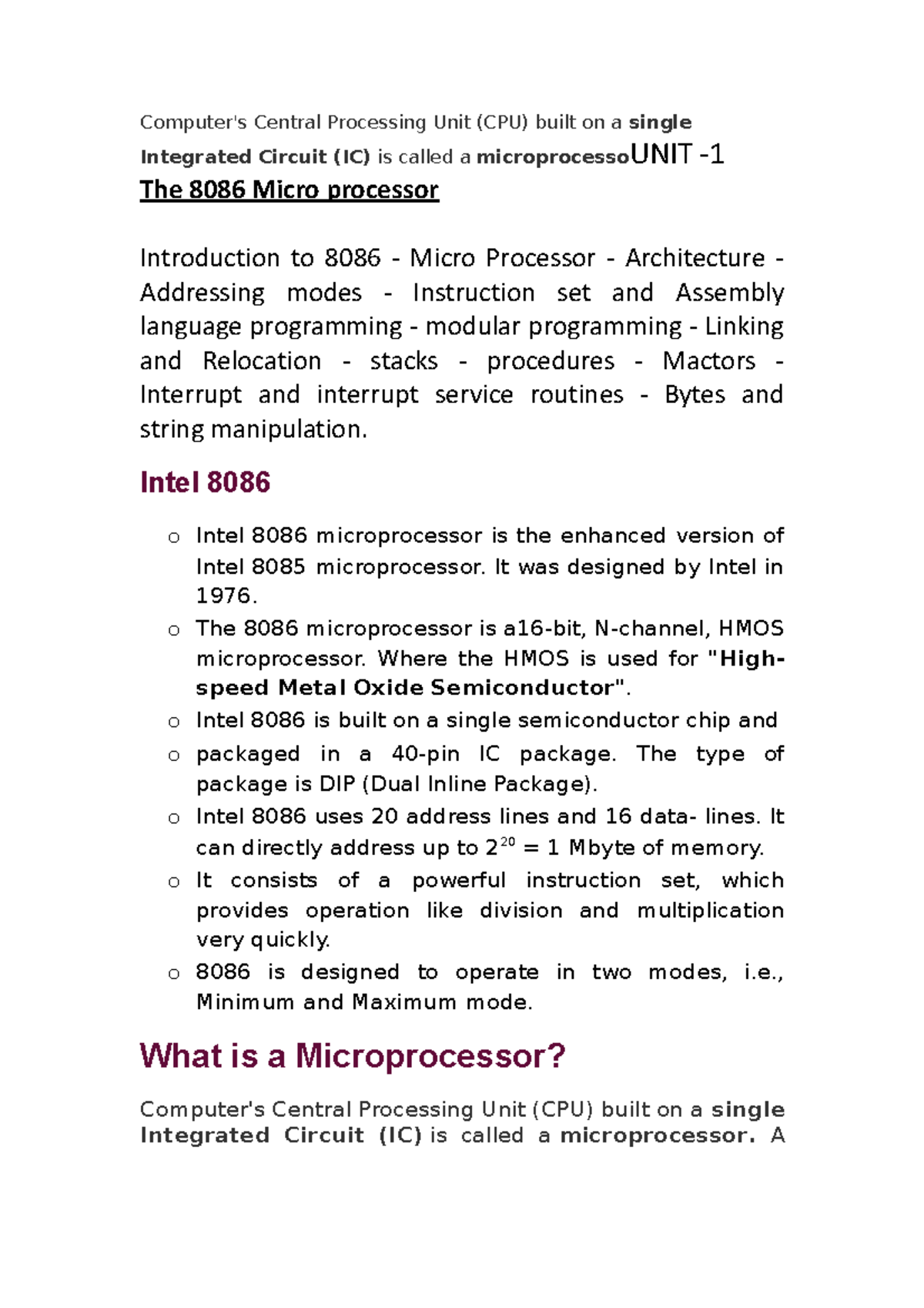 Microprocessor and it application - Computer's Central Processing Unit ...