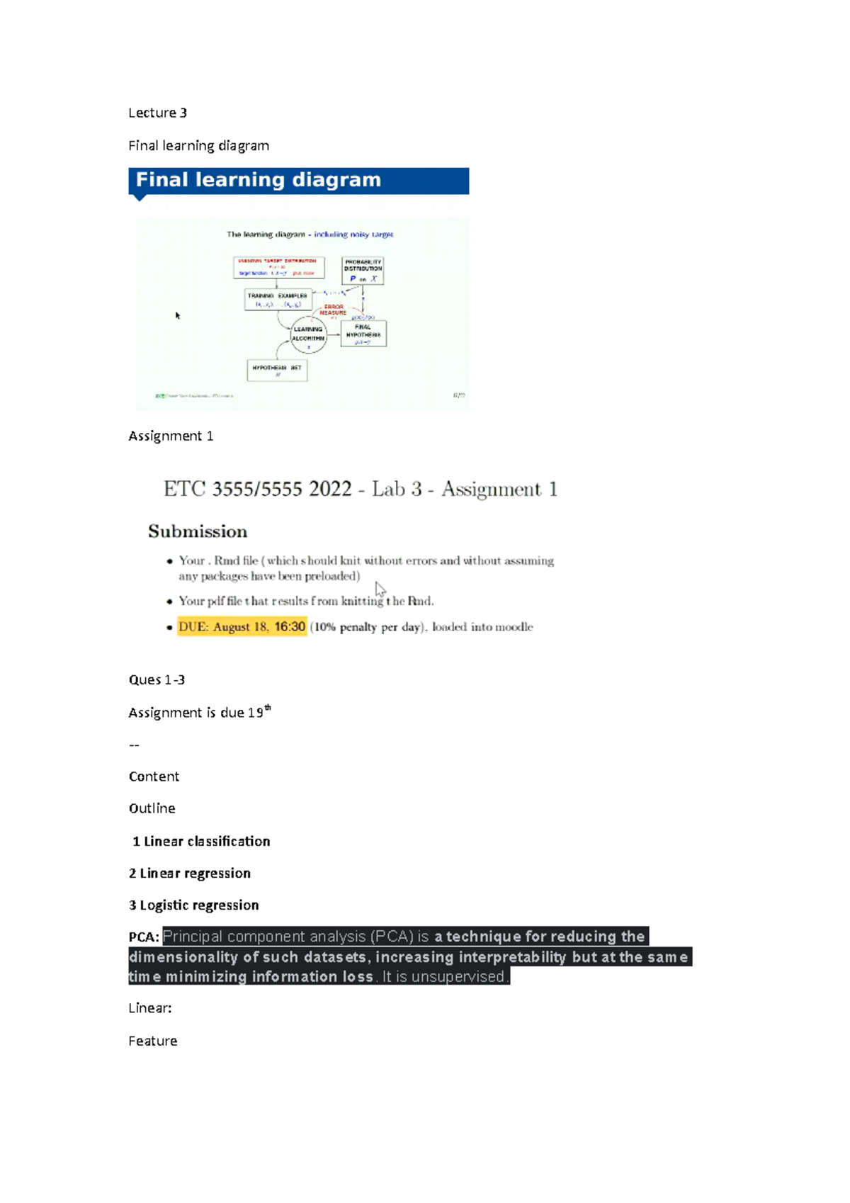 Lecture 3 - Lecture 3 Final learning diagram Assignment 1 Ques 1 ...