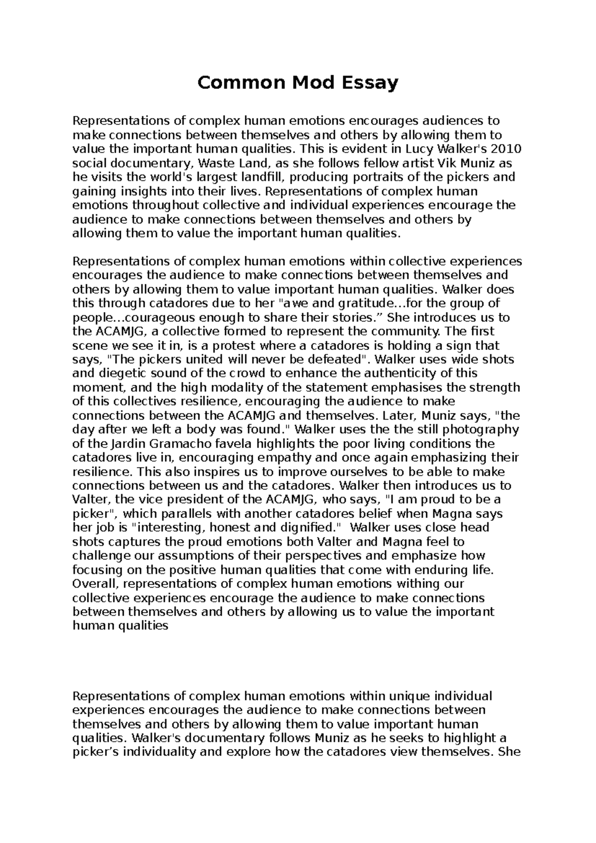 HSC Common Mod Essay - Common Mod Essay Representations of complex ...